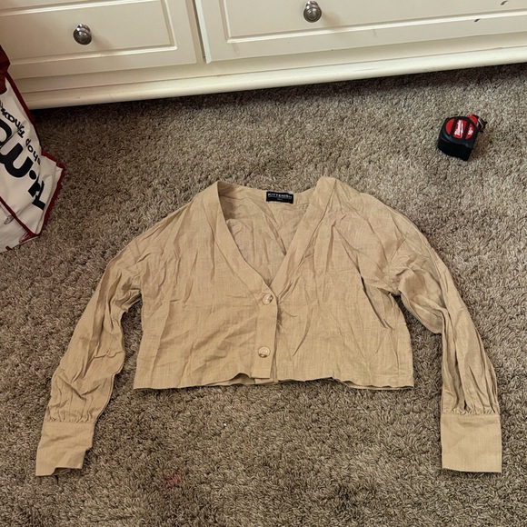 Kittenish | Tops | Kittenish Jessie James Decker Beige Linen Blend Long ...